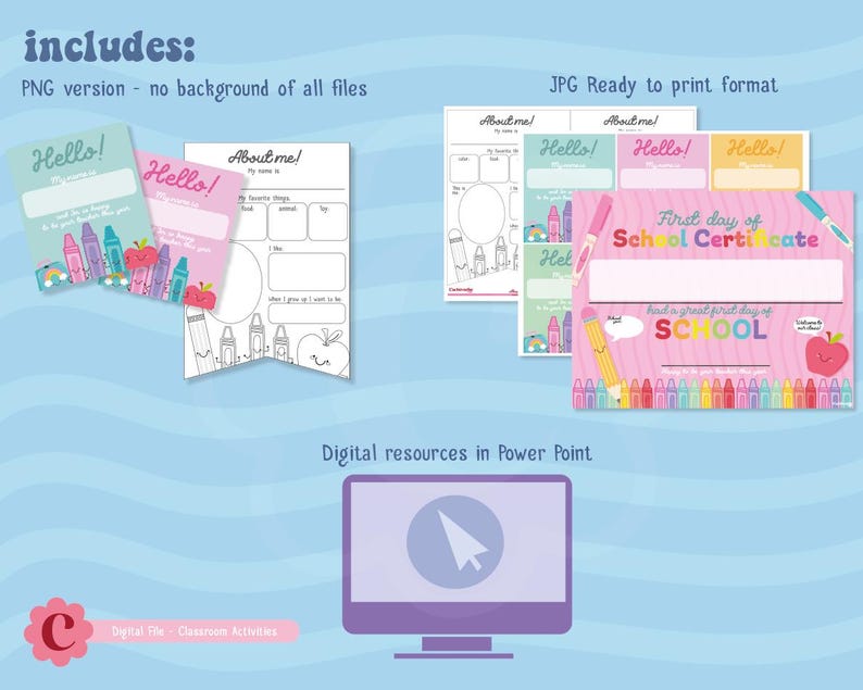 Back to School Printable Bundle: First Day Activities, Editable ...