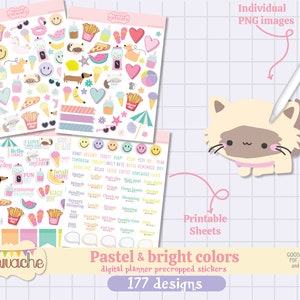 Aesthetic Digital Planner Stickers for Goodnotes | Pastel and Bright ...