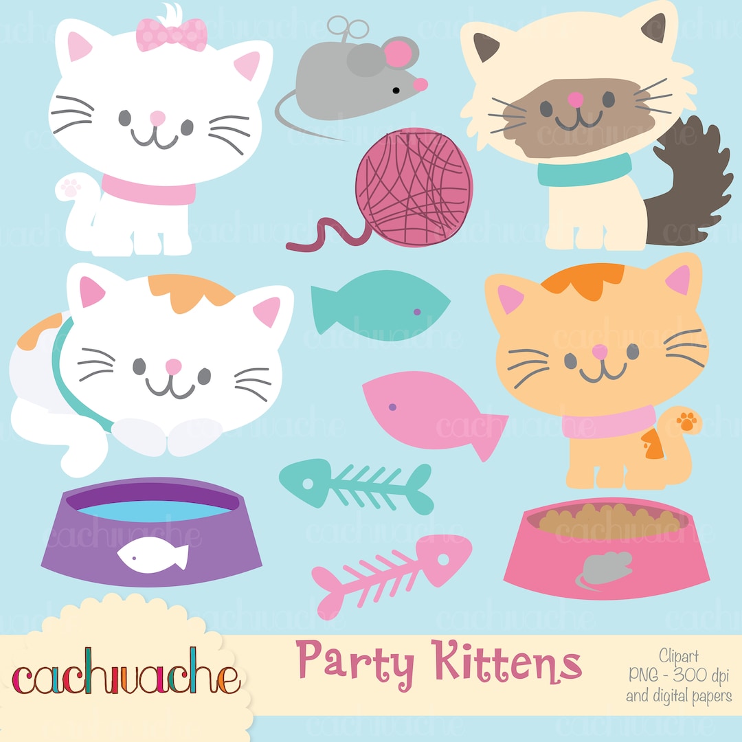 Digital Cat Clipart Bundle - Feline Clipart, Kitty Design, Pet ...