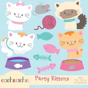 Digital Cat Clipart Bundle - Feline Clipart, Kitty Design, Pet ...