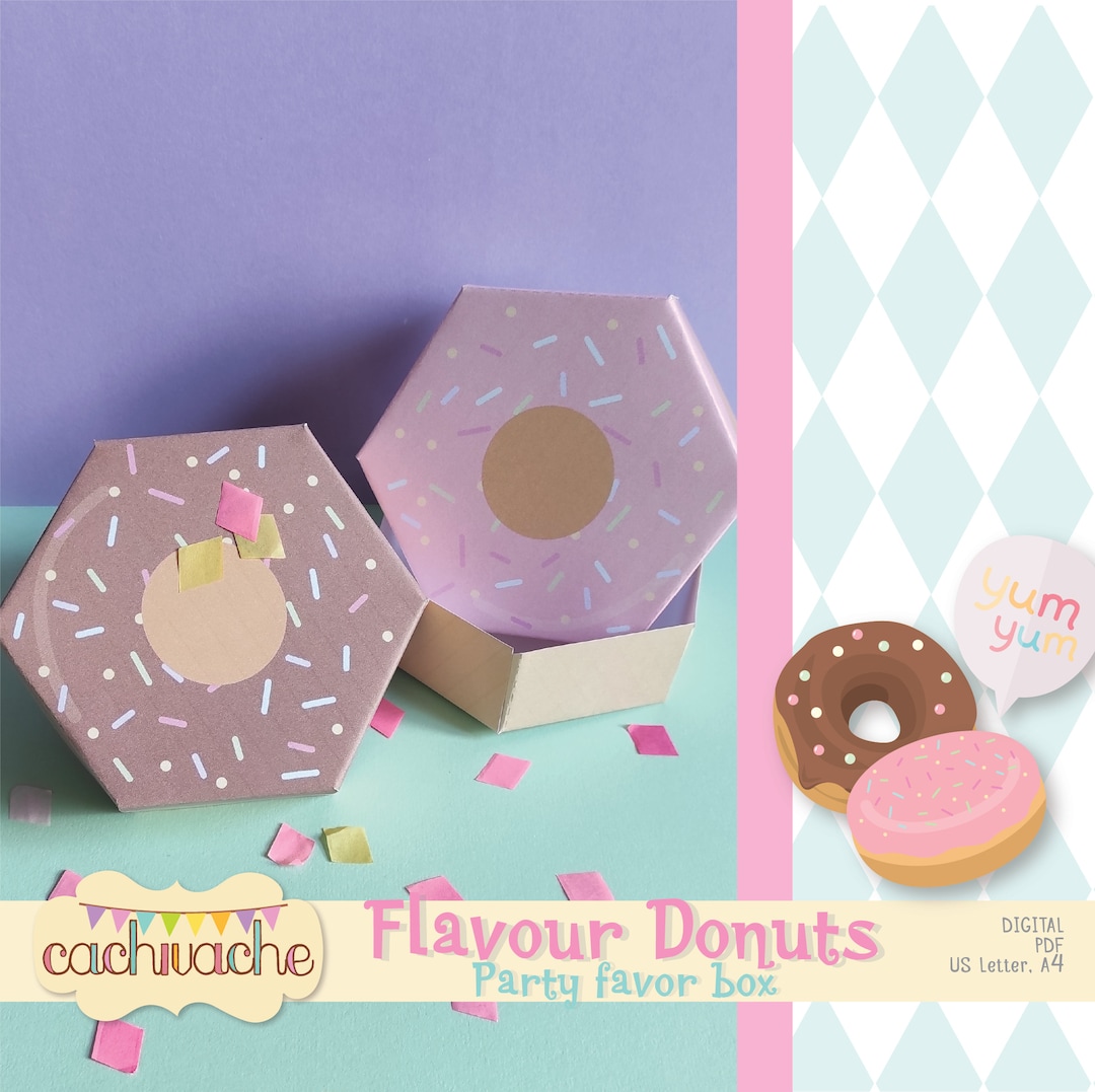 Donut Box, Donut Party Favor Box, Party Favor Digital Box, Party ...