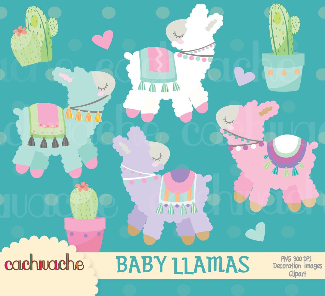 Llama Clipart | Alpaca Clipart | Cactus Clipart | Llama Birthday ...