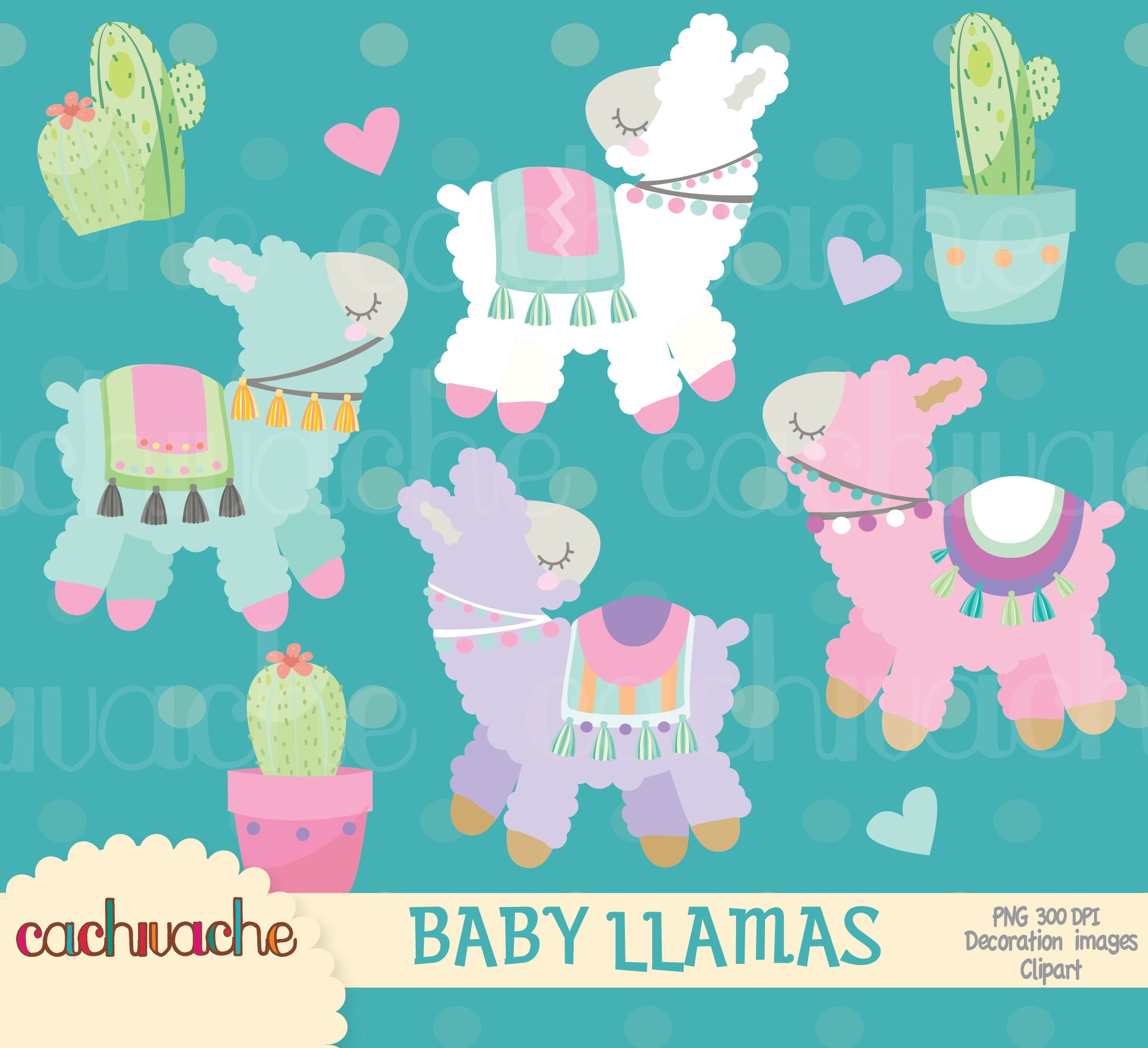 Llama Clipart Alpaca Clipart Cactus Clipart Llama - Etsy