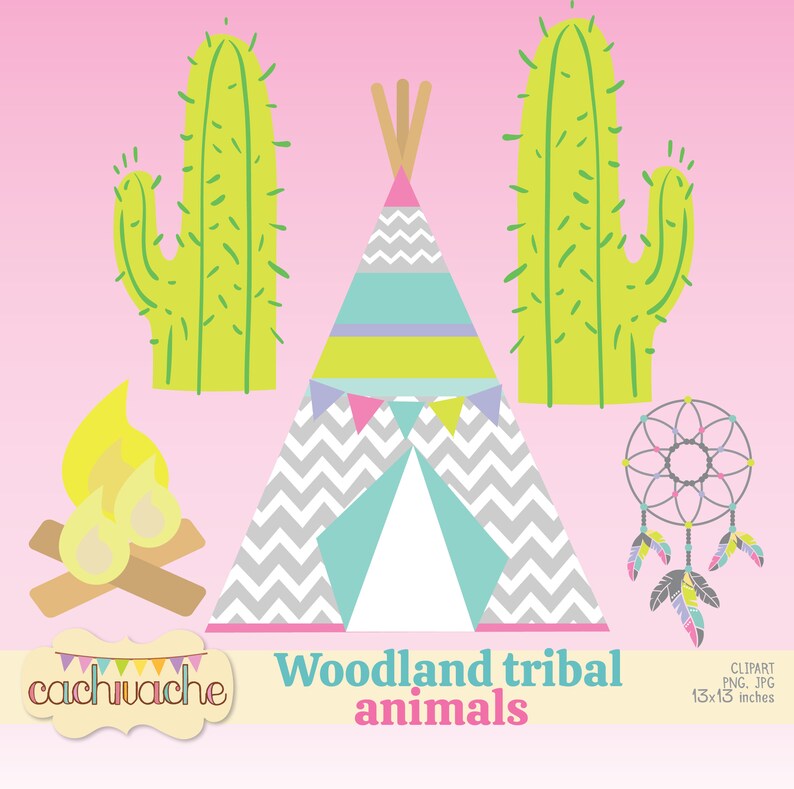 Woodland Tribal Animals Clipart Forest Animals Clipart Boho - Etsy