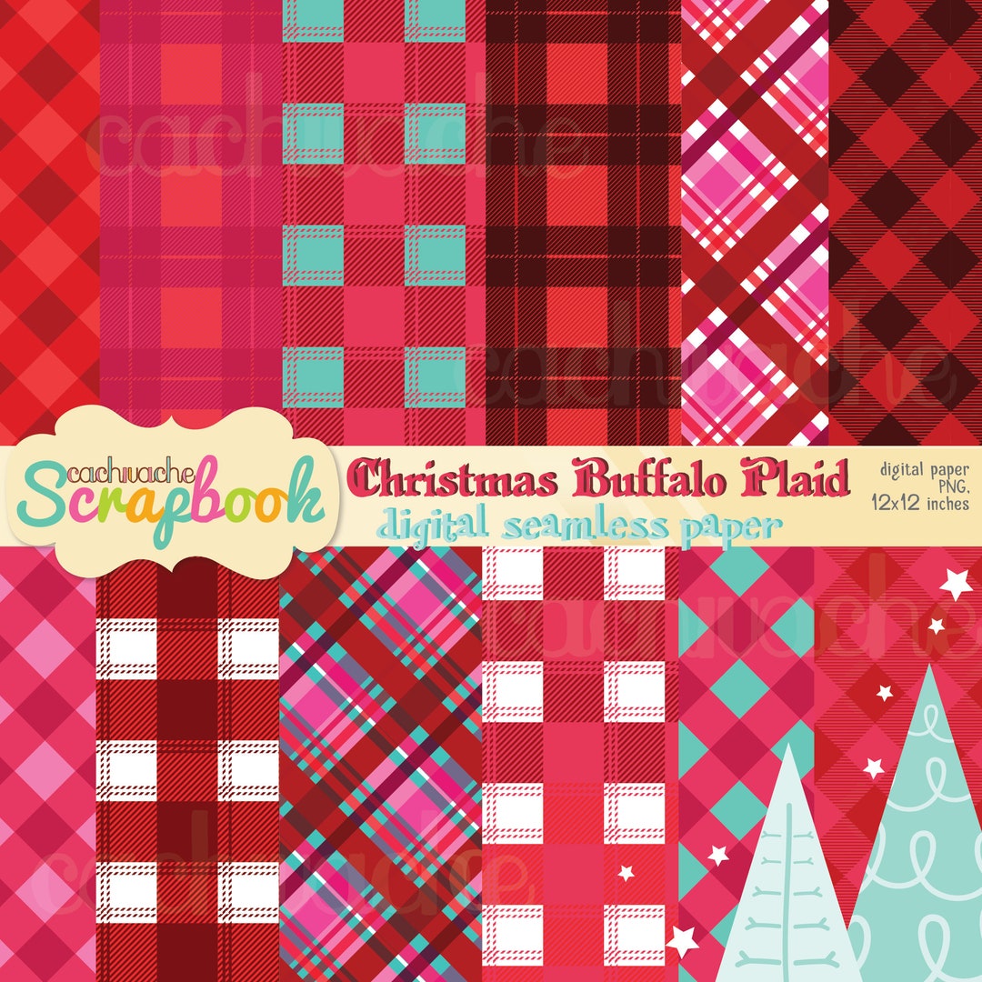 Buffalo Plaid Digital Paper, Seamless Buffalo Check Digital Paper ...