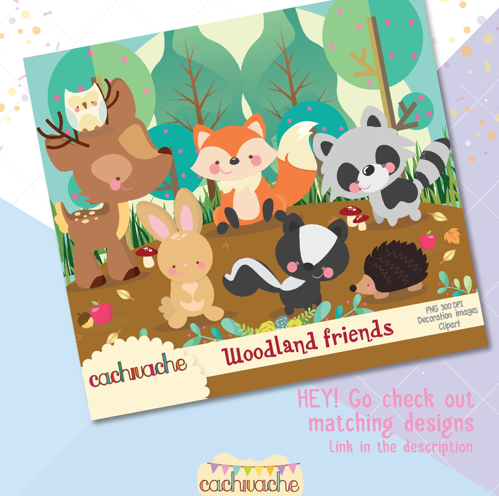 Woodland Tribal Animals Clipart, Forest Animals Clipart, Boho Clipart ...