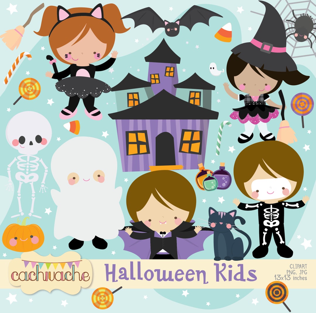 Halloween Kids Clipart, Halloween Costumes Clipart, Halloween Children ...