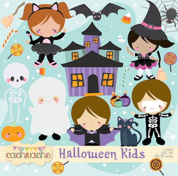 Halloween Kids Clipart Halloween Costumes Clipart Halloween - Etsy