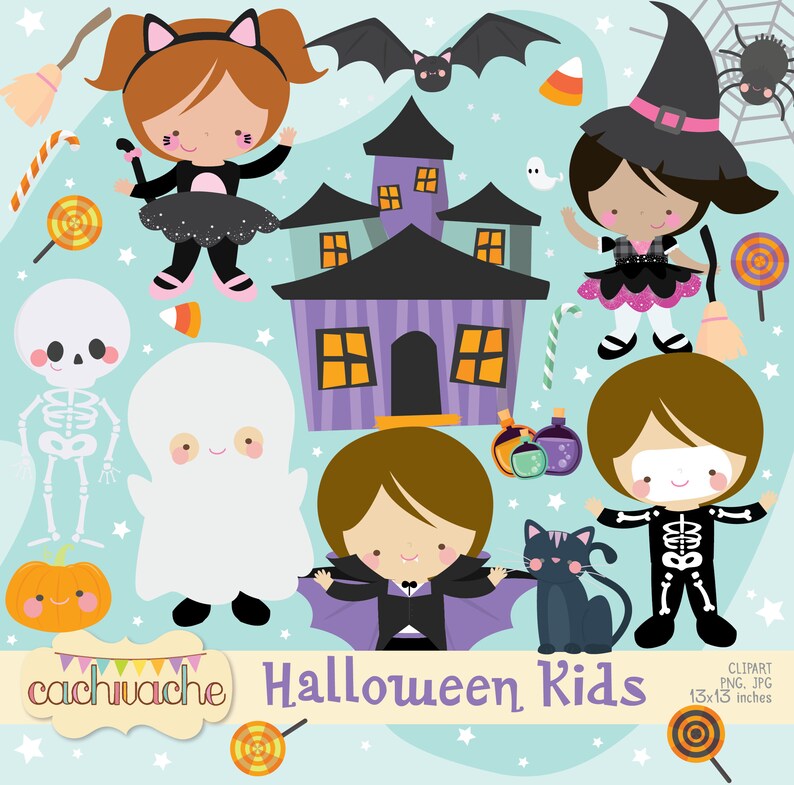 Halloween Kids Clipart Halloween Costumes Clipart Halloween - Etsy
