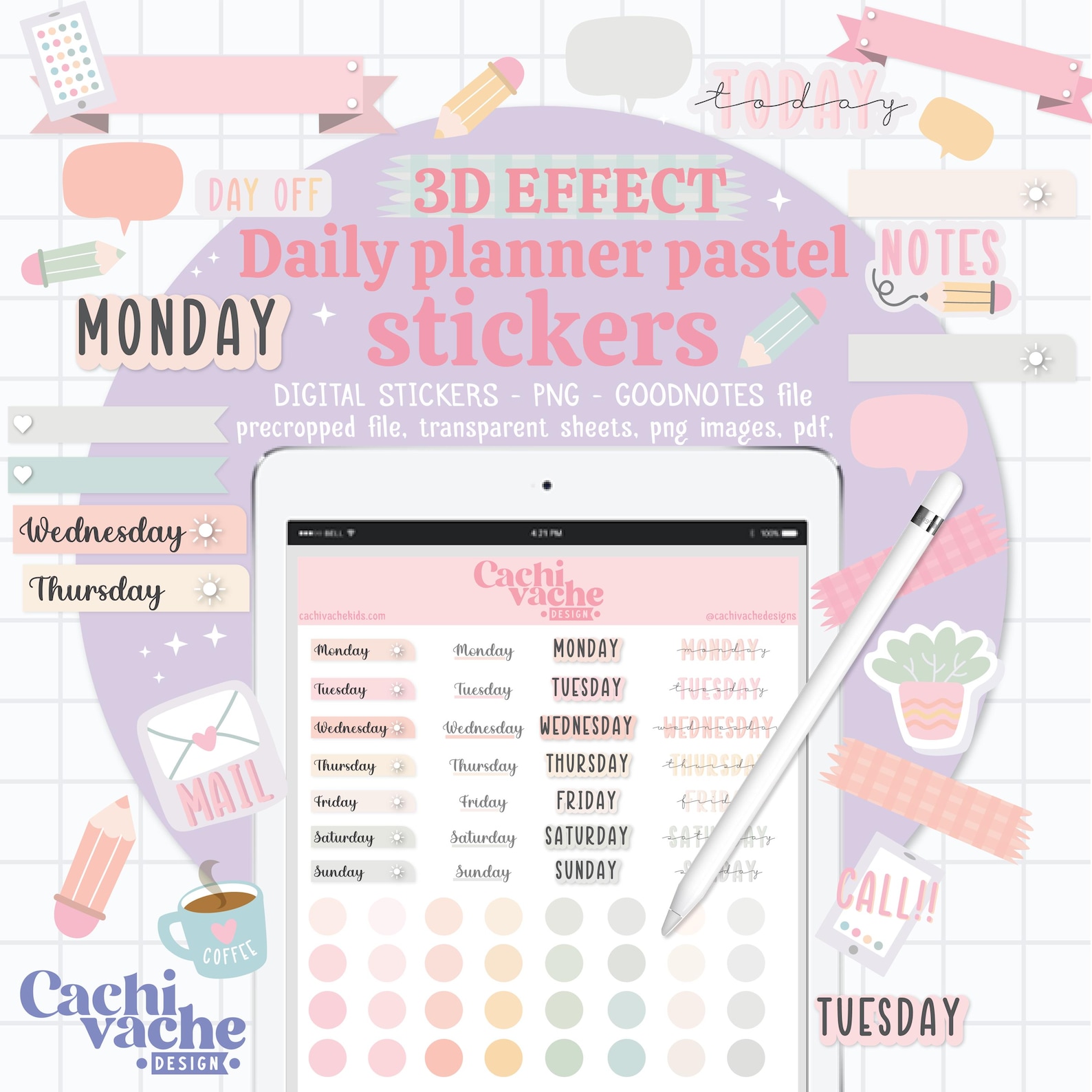 Pastel Daily Digital Planner Stickers: 180+ Weekly Stickers for ...