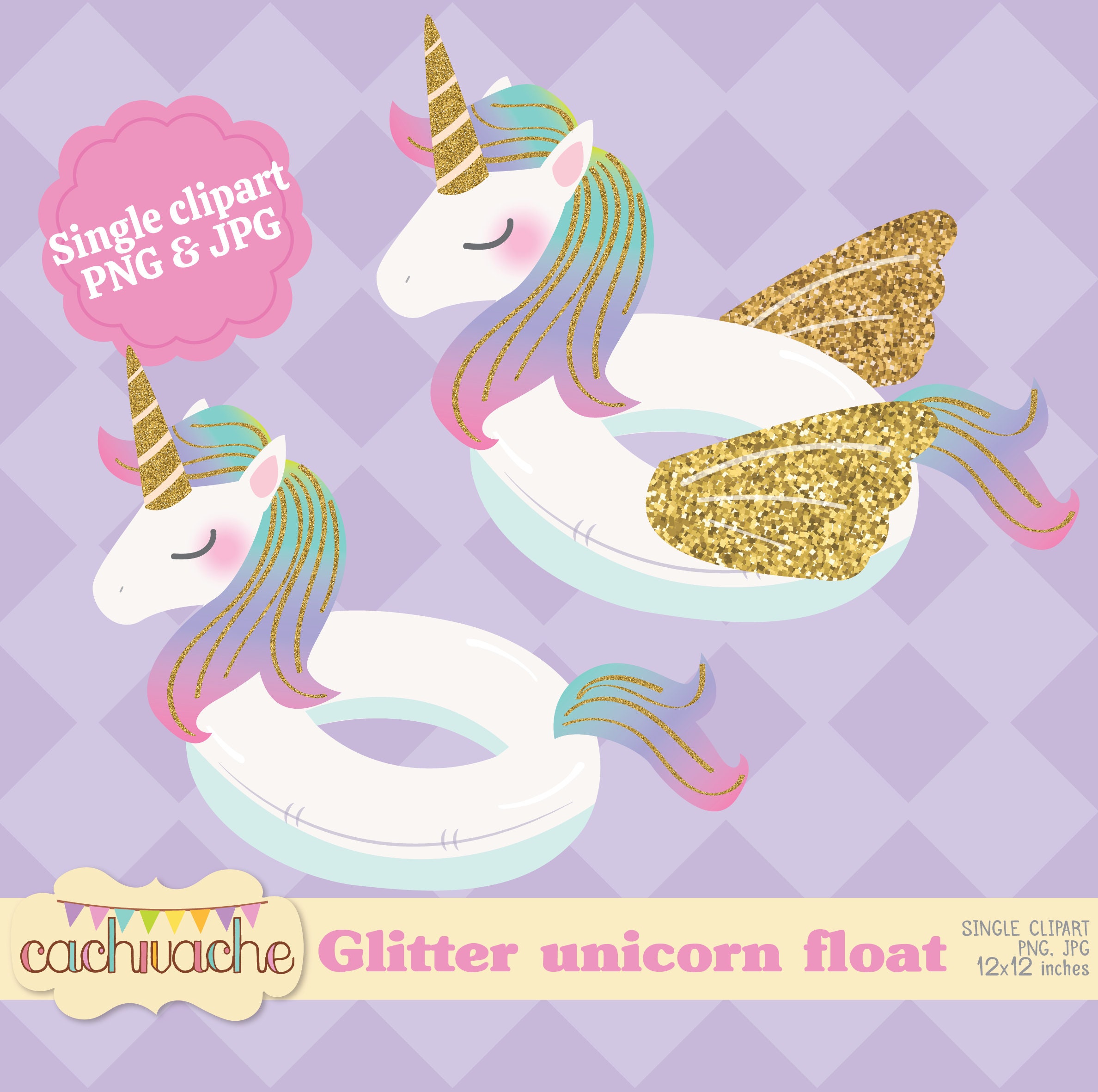 Glitter Unicorn Float Clipart Summer Clipart Pool Party | Etsy