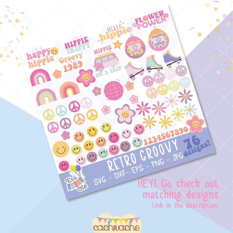 Groovy Digital Paper Seamless Retro Digital Paper Roller - Etsy