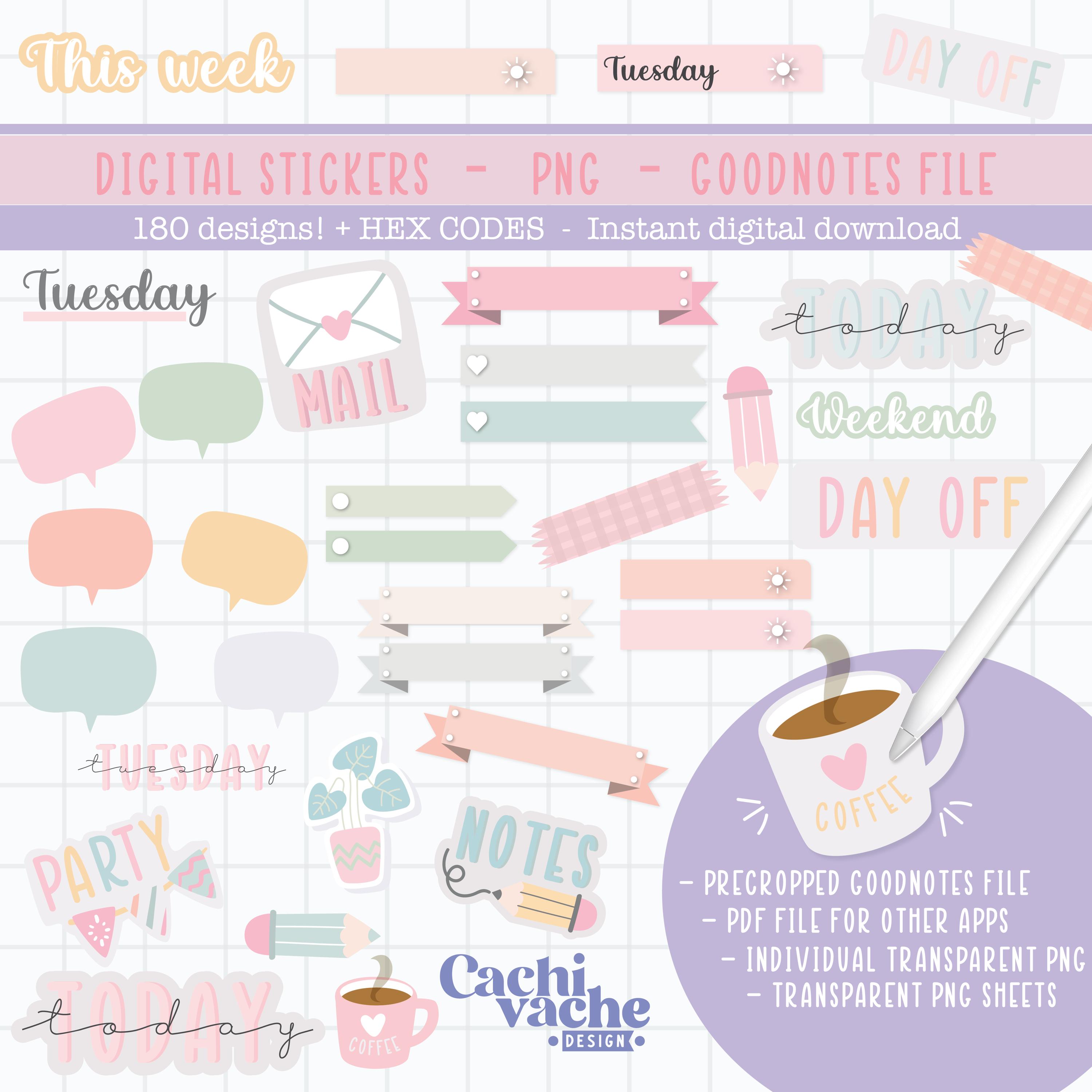 Pastel Daily Digital Planner Stickers: 180+ Weekly Stickers for ...