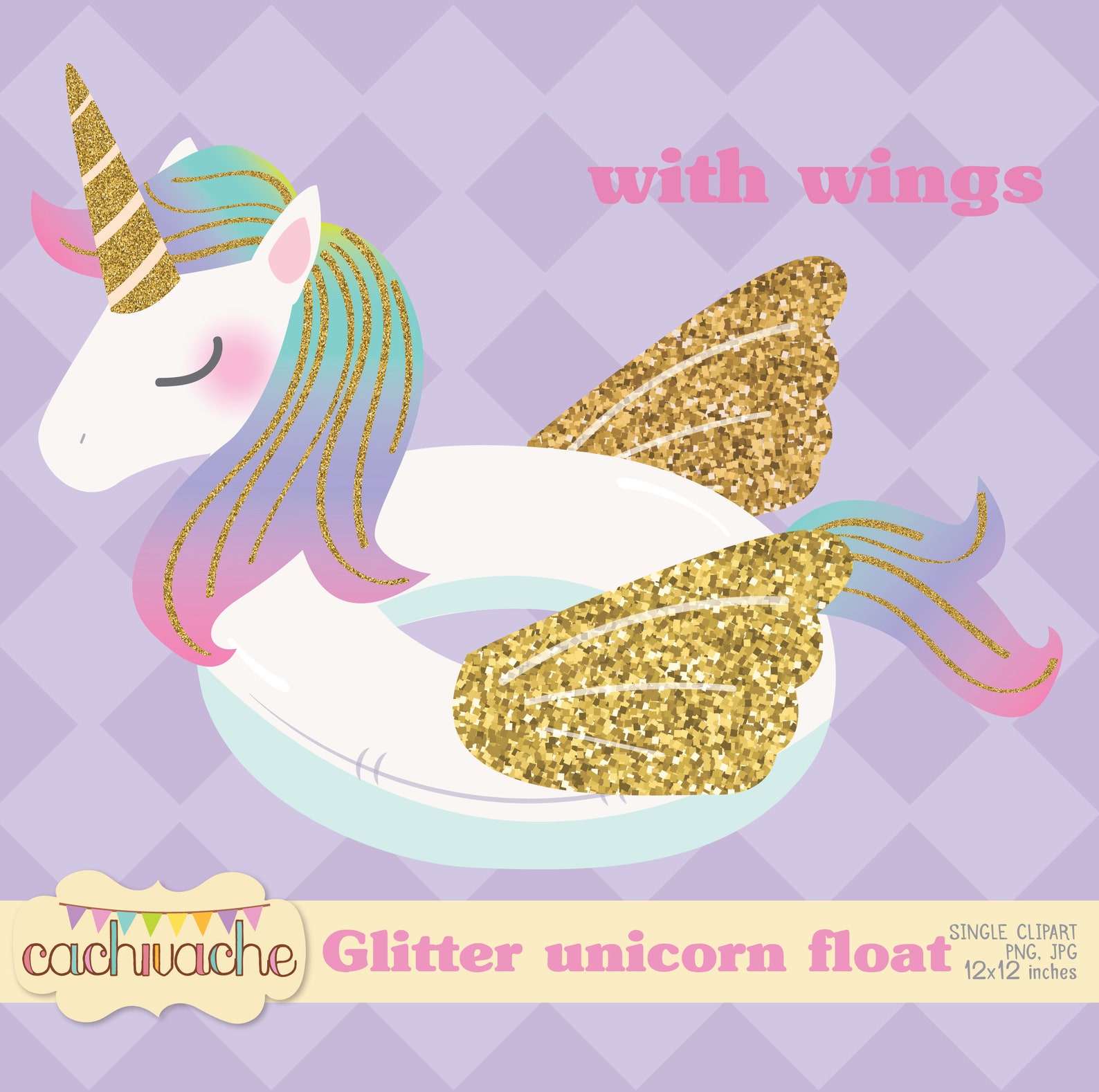 Glitter Unicorn Float Clipart Summer Clipart Pool Party - Etsy