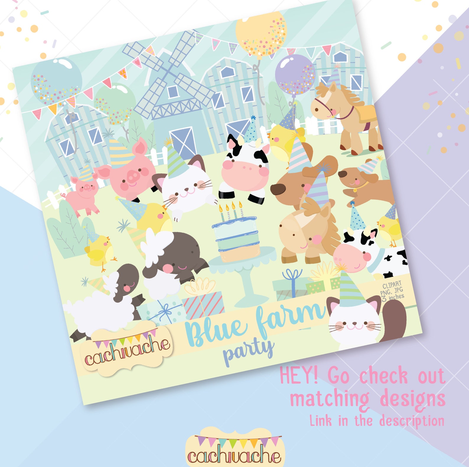 Farm Animals Clipart Horse Cow Dog Sheep Chicken Pig - Etsy