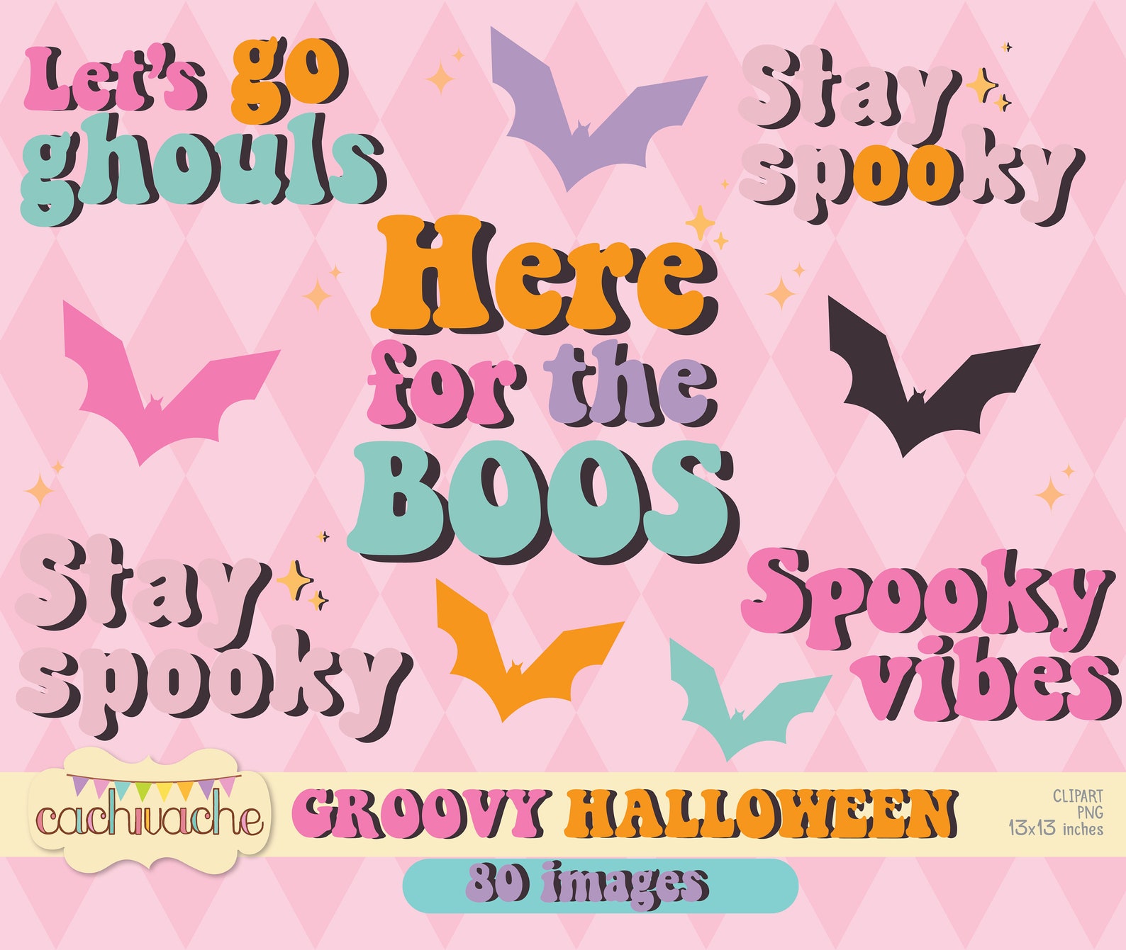 Groovy Halloween Clipart Retro Halloween Clipart Retro - Etsy