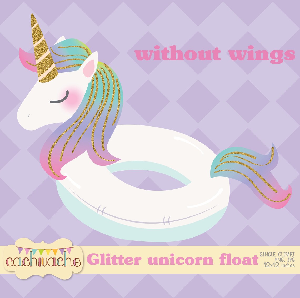 Glitter Unicorn Float Clipart Summer Clipart Pool Party - Etsy