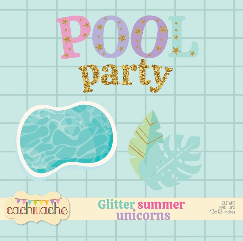 Summer Clipart Summer Glitter Unicorn Float Clipart Pool - Etsy
