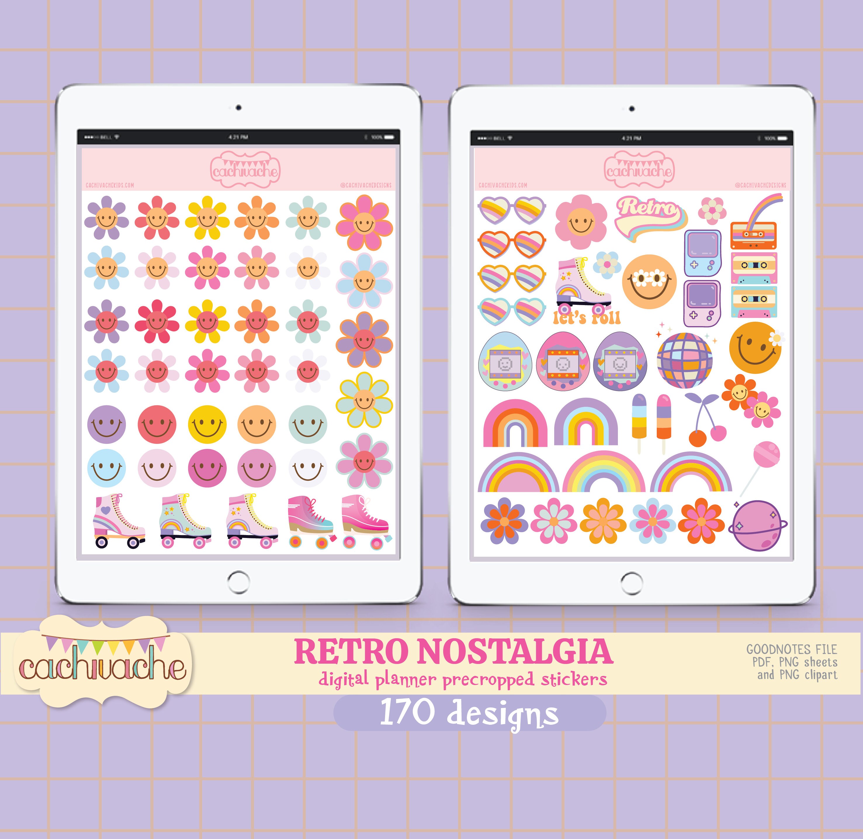 Retro Daily Life Digital Stickers Scrapbooking Clip Art & Image Files ...