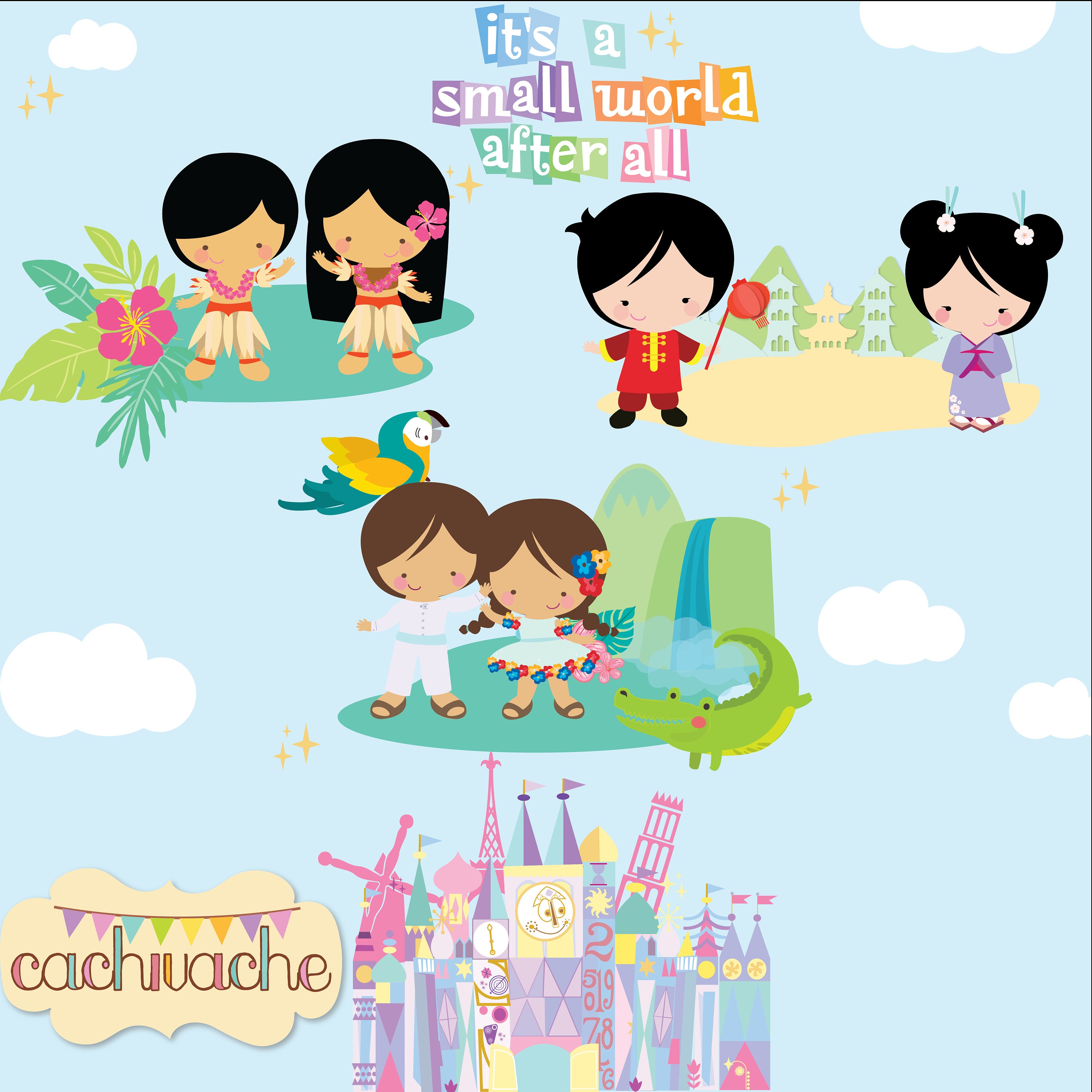 Its a small world after all clipart children of the world | Etsy