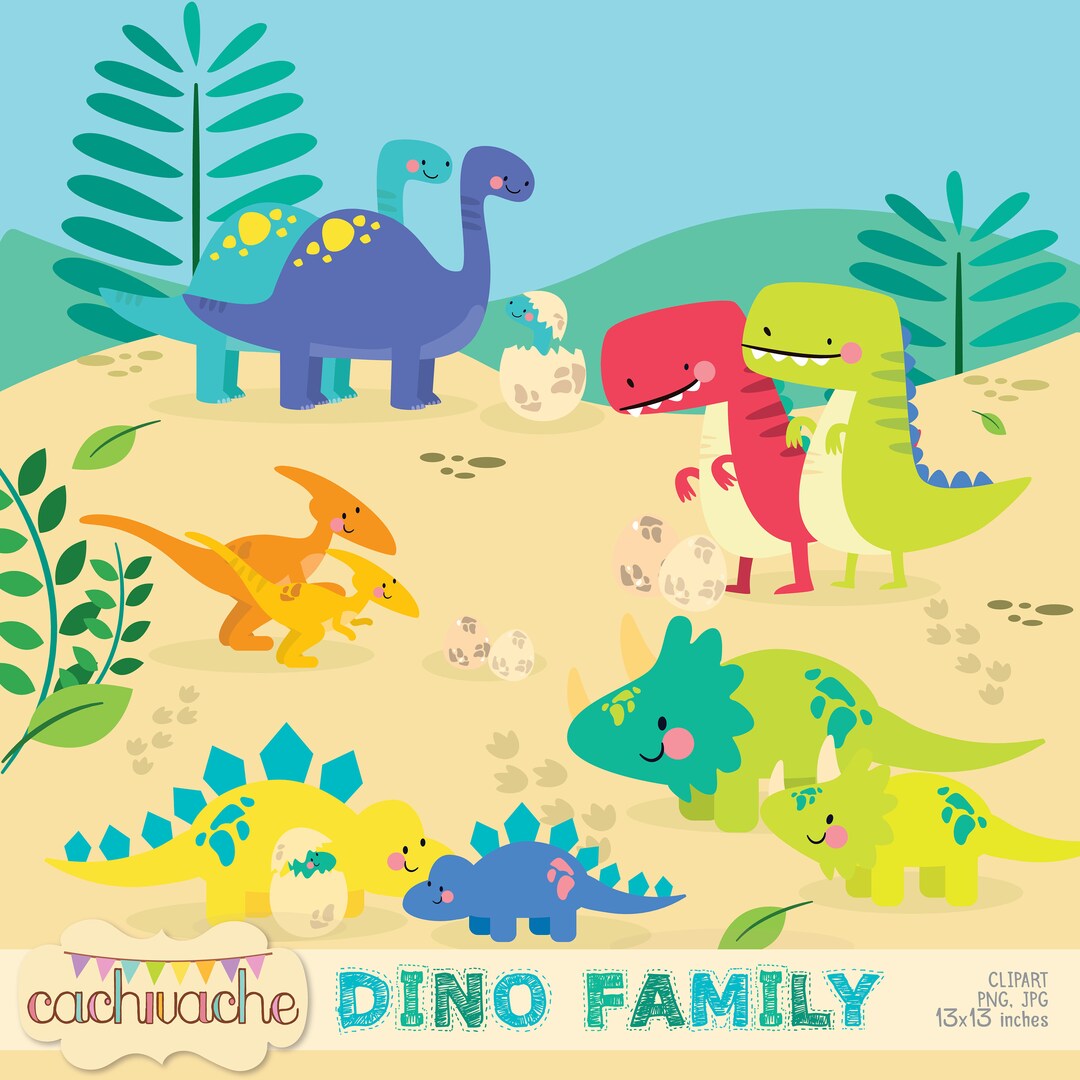 Dinosaur Clipart, Cute Dinosaur Mommy Daddy and Me Clipart JPG and PNG ...