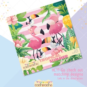 Summer Digital Paper, Summer Pool Party Clipart, Flamingo Digital Paper ...