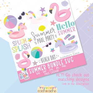 Summer Party Clipart, Pool Party Clipart, Unicorn Float Clipart, Ice ...