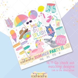 Summer Clipart, Tropical Clipart, With Flamingo, Leaves, Toucans Ice ...