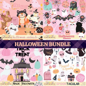 Halloween Clipart, Halloween Bundle Designs, Pink Halloween Bundle ...