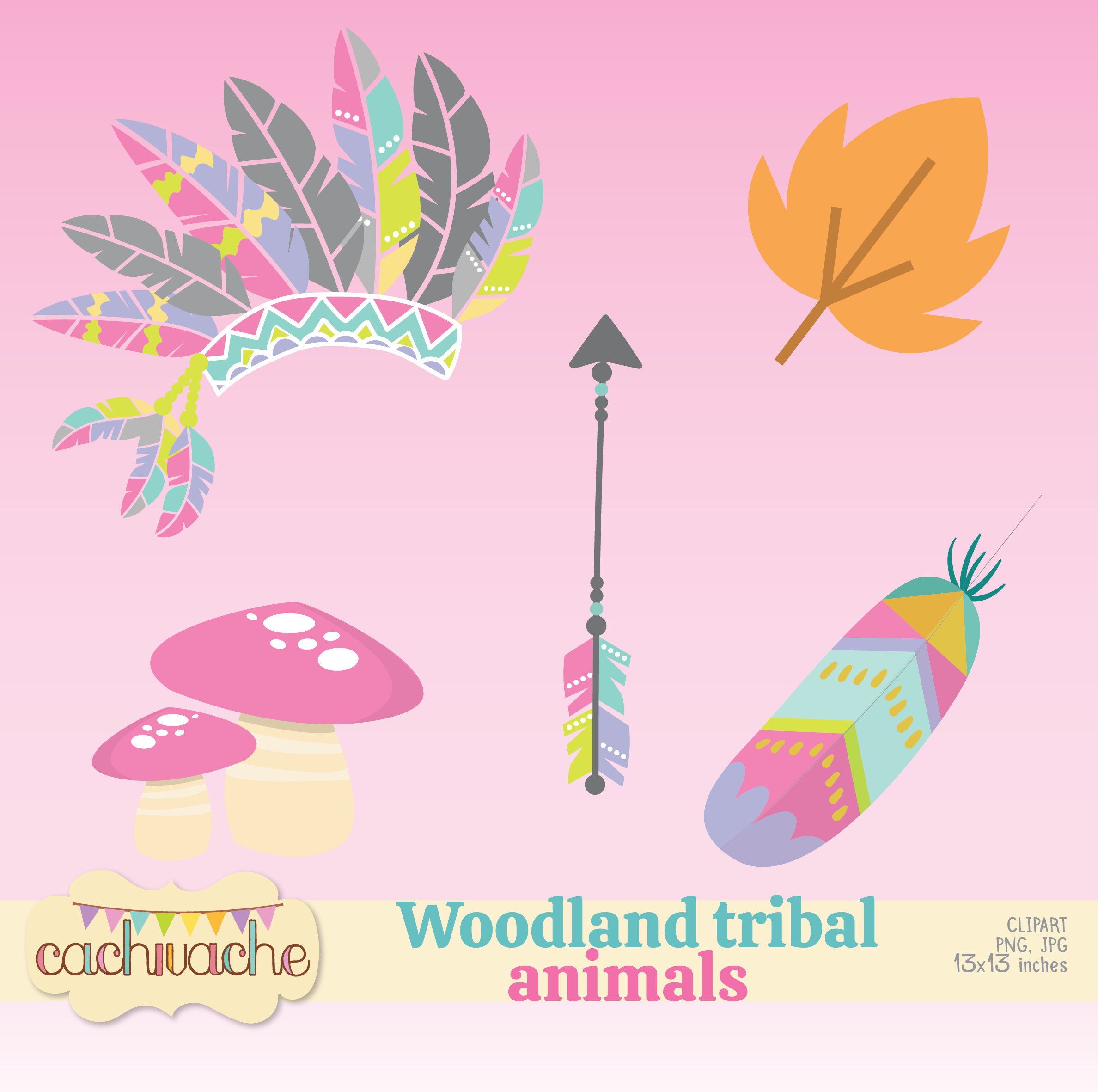 Woodland Tribal Animals Clipart Forest Animals Clipart Boho - Etsy