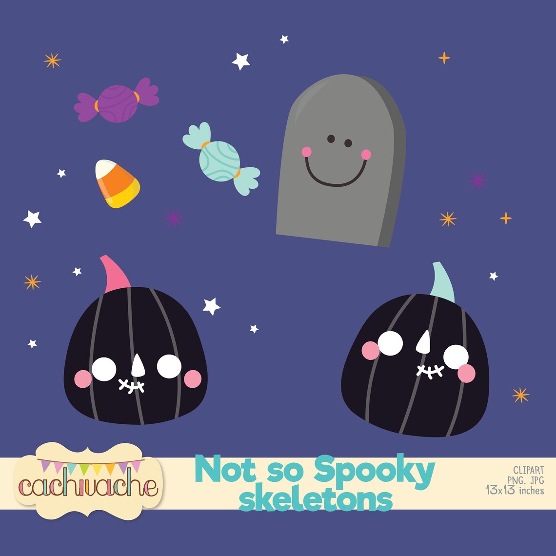 Skeletons Clipart not so Spooky Halloween Clipart Cute | Etsy