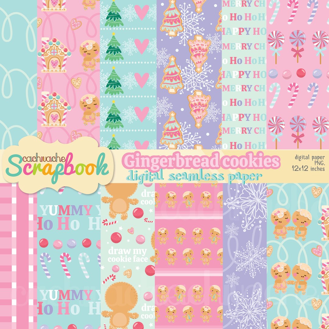 Gingerbread Cookie Digital Paper, Christmas Seamless Paper, Gingerbread ...