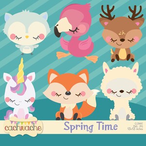 Forest Animals Clipart, Spring Animals Clipart, Floral Animals Clipart ...