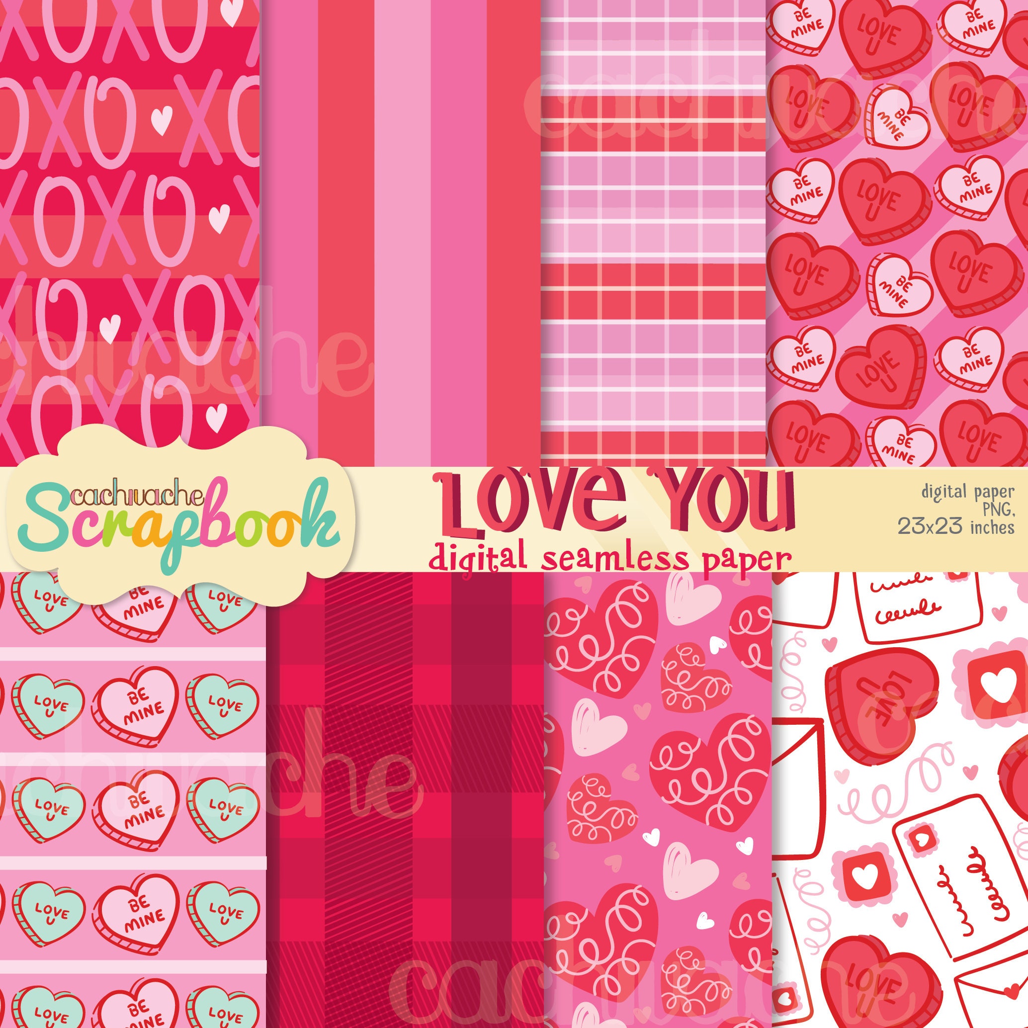 Valentines Seamless Digital Paper Heart Digital Paper Love - Etsy UK