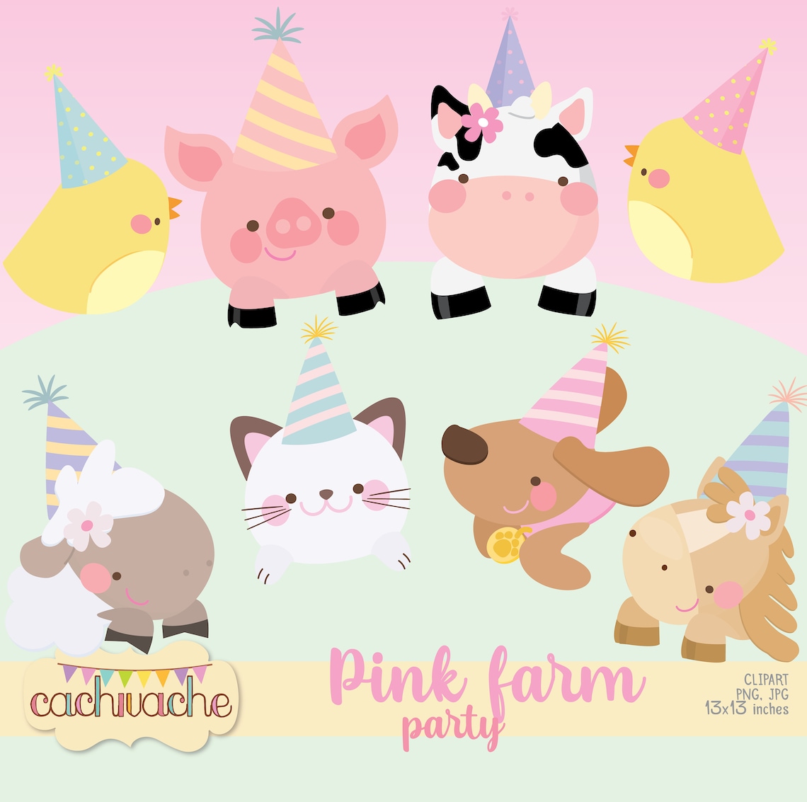Clipart granja rosa clipart granja clipart fiesta de granja - Etsy España