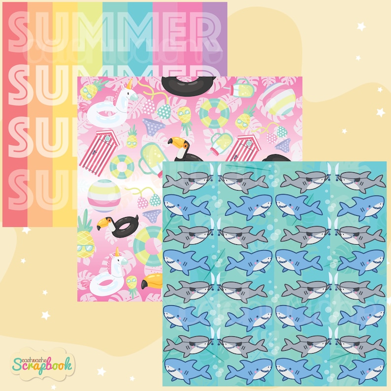 Summer Pool Party Digital Paper: Seamless PNG Files (12x12) - Etsy