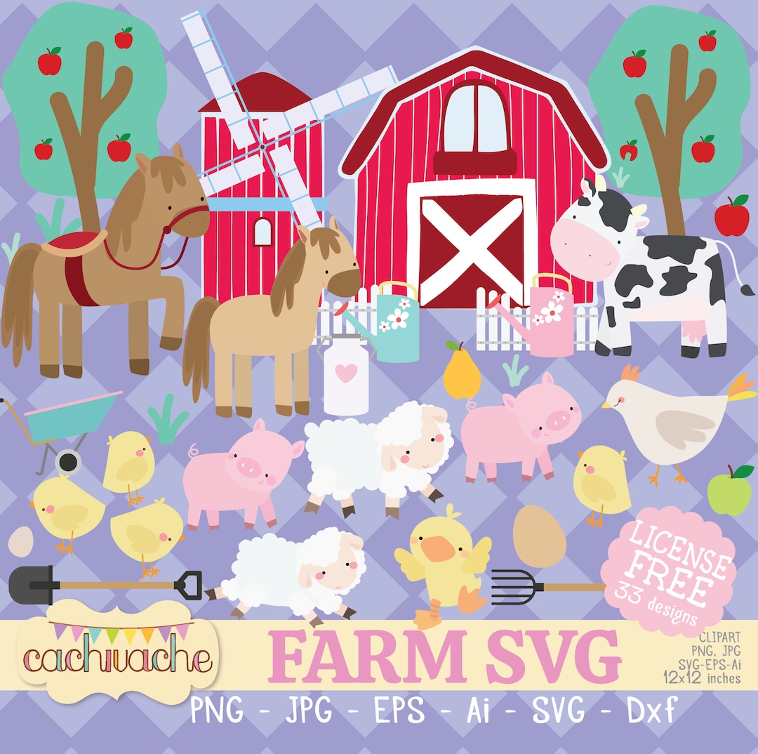 Granja svg, granero svg, svg vaca, svg, caballo, pollito svg, archivos ...