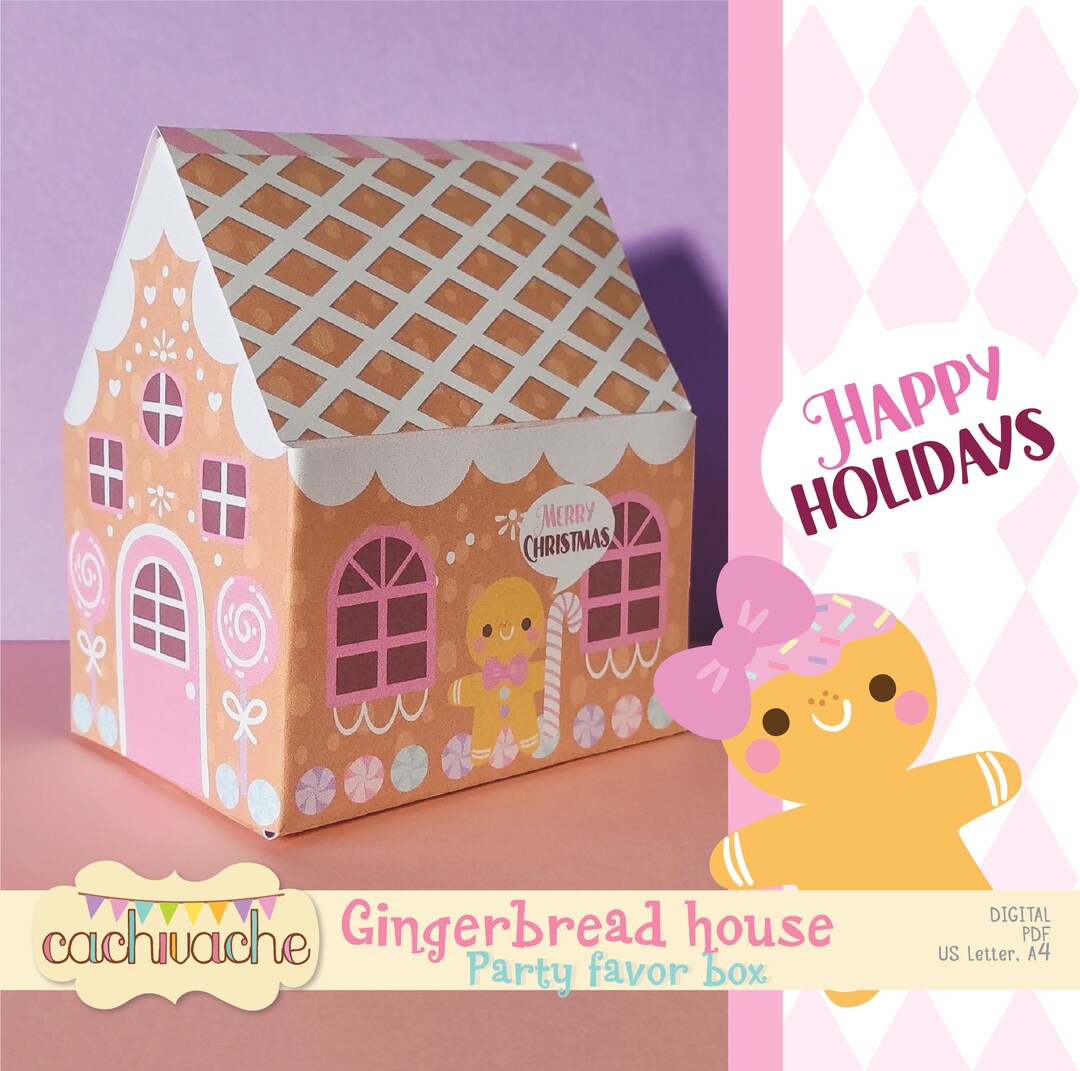 Gingerbread House Favor Box, Paper Gingerbread Box, Christmas Party ...