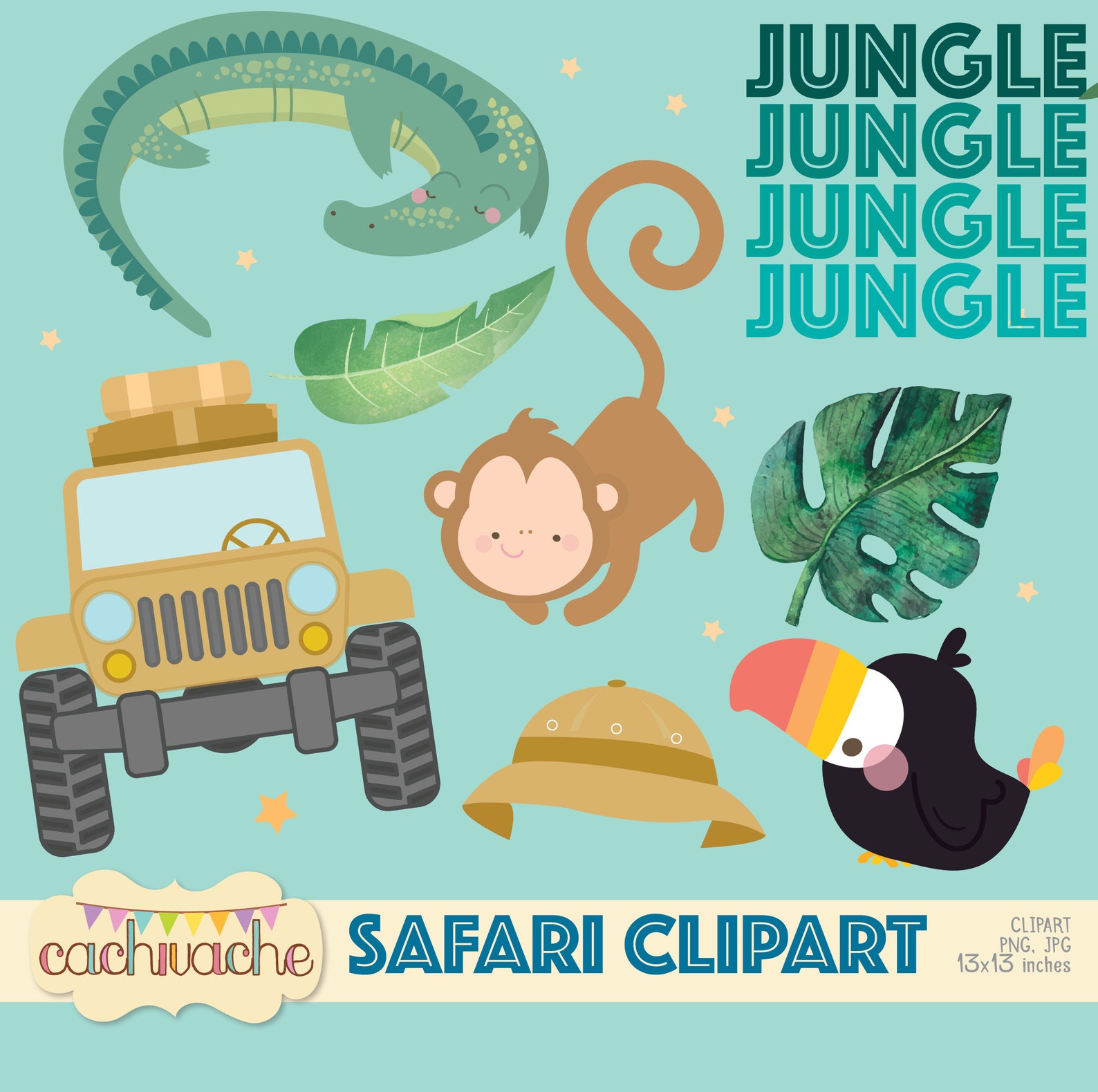 Safari Clipart Jungle Clipart Animals Clipart Jungle Party - Etsy