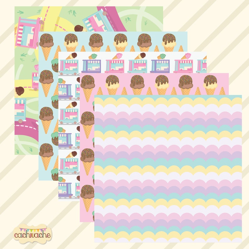 Ice Cream Digital Paper Ice Cream Clipart 20 Colorful Ice | Etsy
