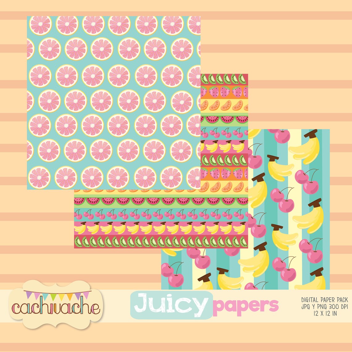 Fruit Clipart Fruit Digital Paper Perfect for Fruit Party - Etsy