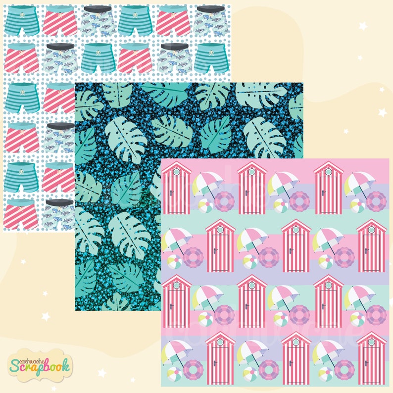 Summer Pool Party Digital Paper: Seamless PNG Files (12x12) - Etsy