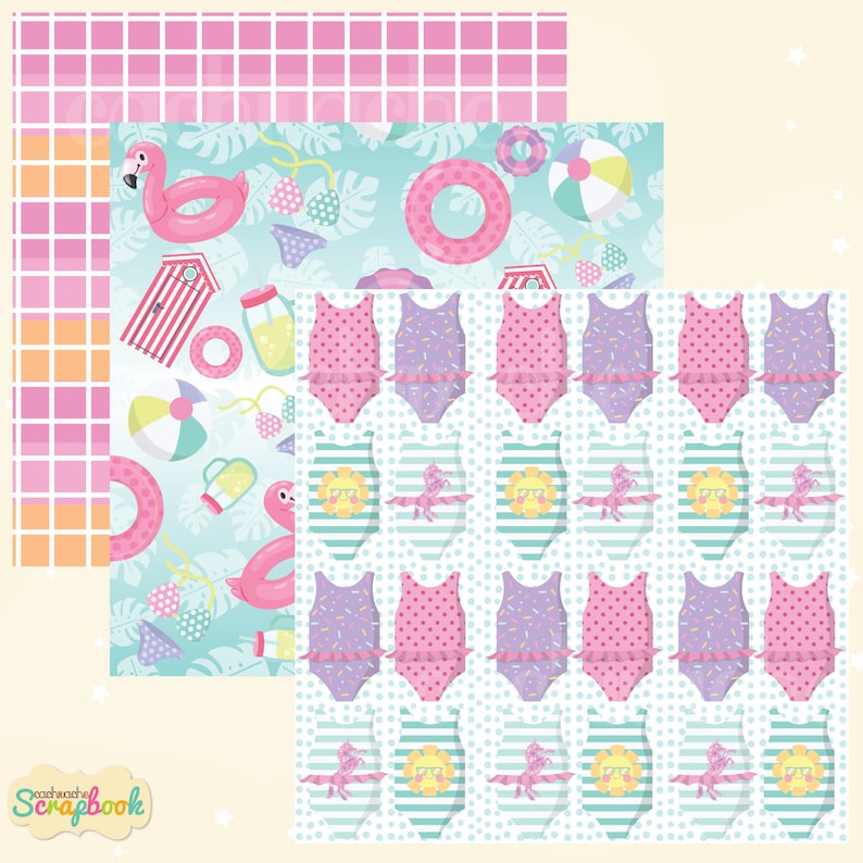 Summer Pool Party Digital Paper: Seamless PNG Files (12x12) - Etsy