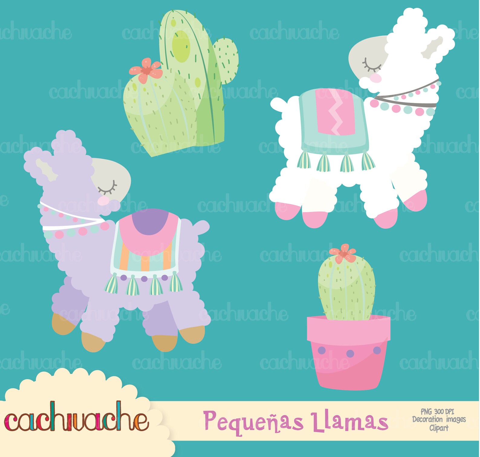 Llama Clipart Alpaca Clipart Cactus Clipart Llama - Etsy