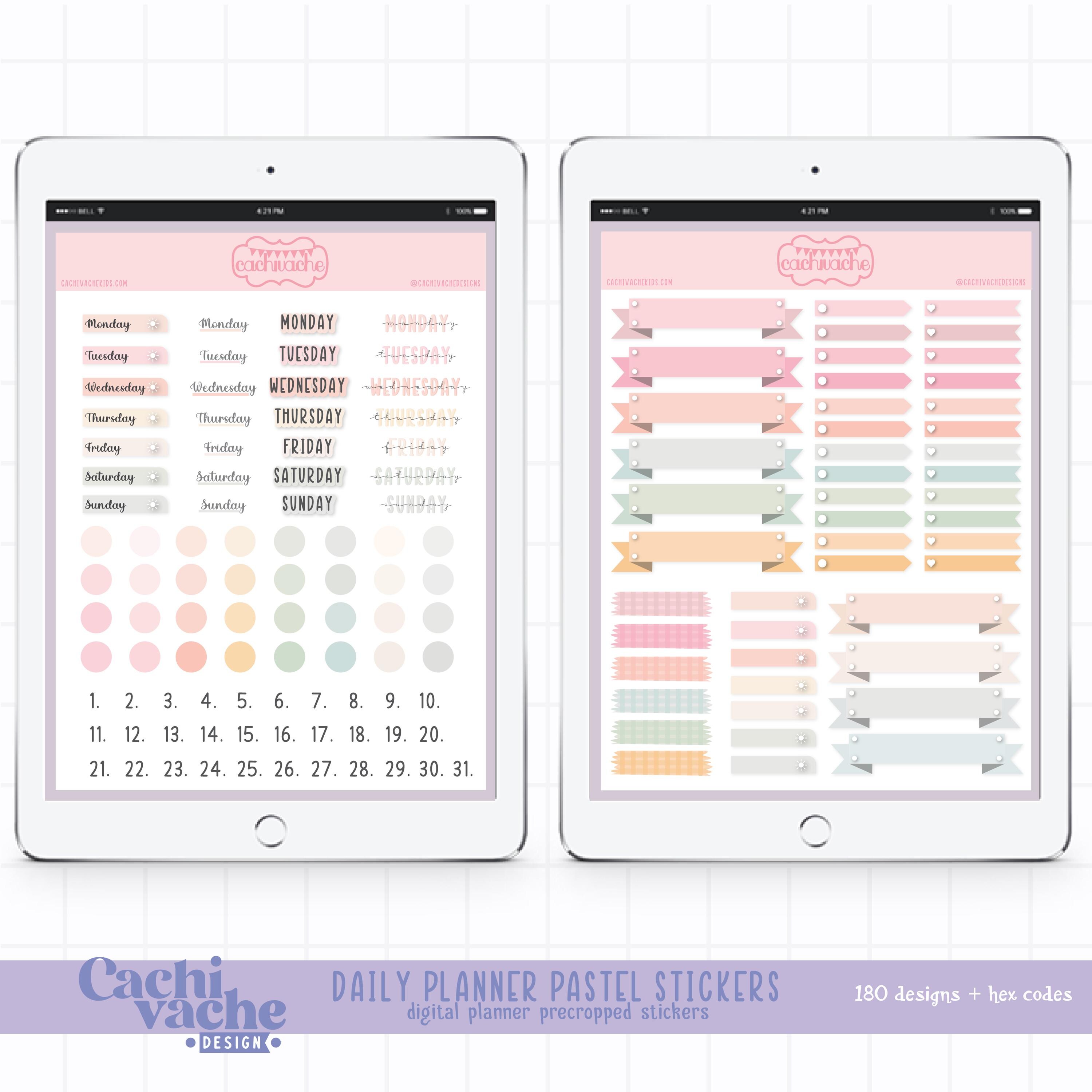 Pastel Daily Digital Planner Stickers: 180+ Weekly Stickers for ...