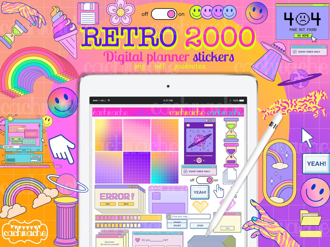 Retro Y2K Digital Planner Stickers for Goodnotes - 146 "2000 Era ...