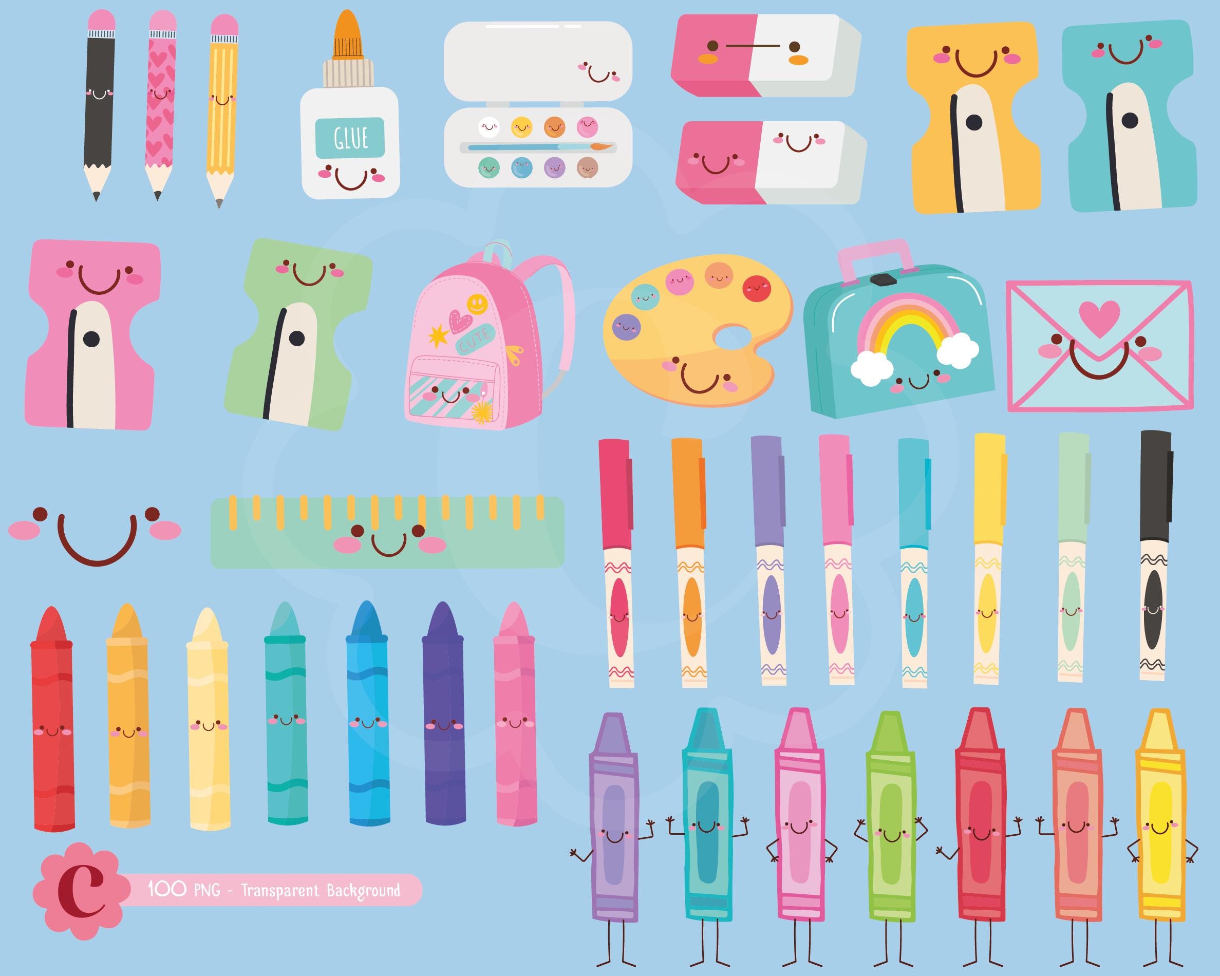 Back to School Clipart - 100 Back to School PNG for Digital Download ...