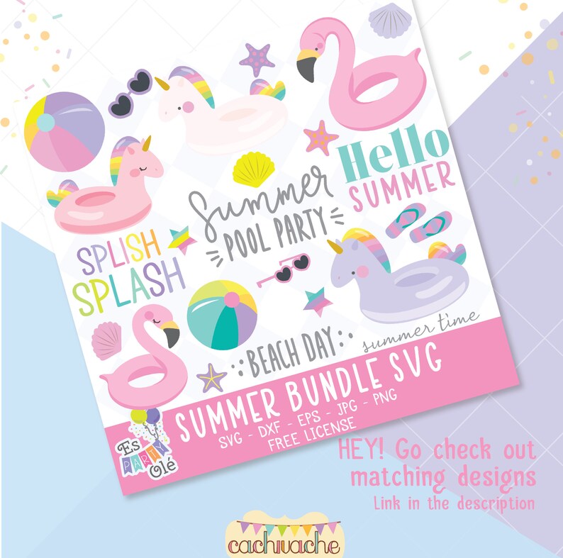 Summer Digital Paper Summer Pool Party Clipart Flamingo | Etsy