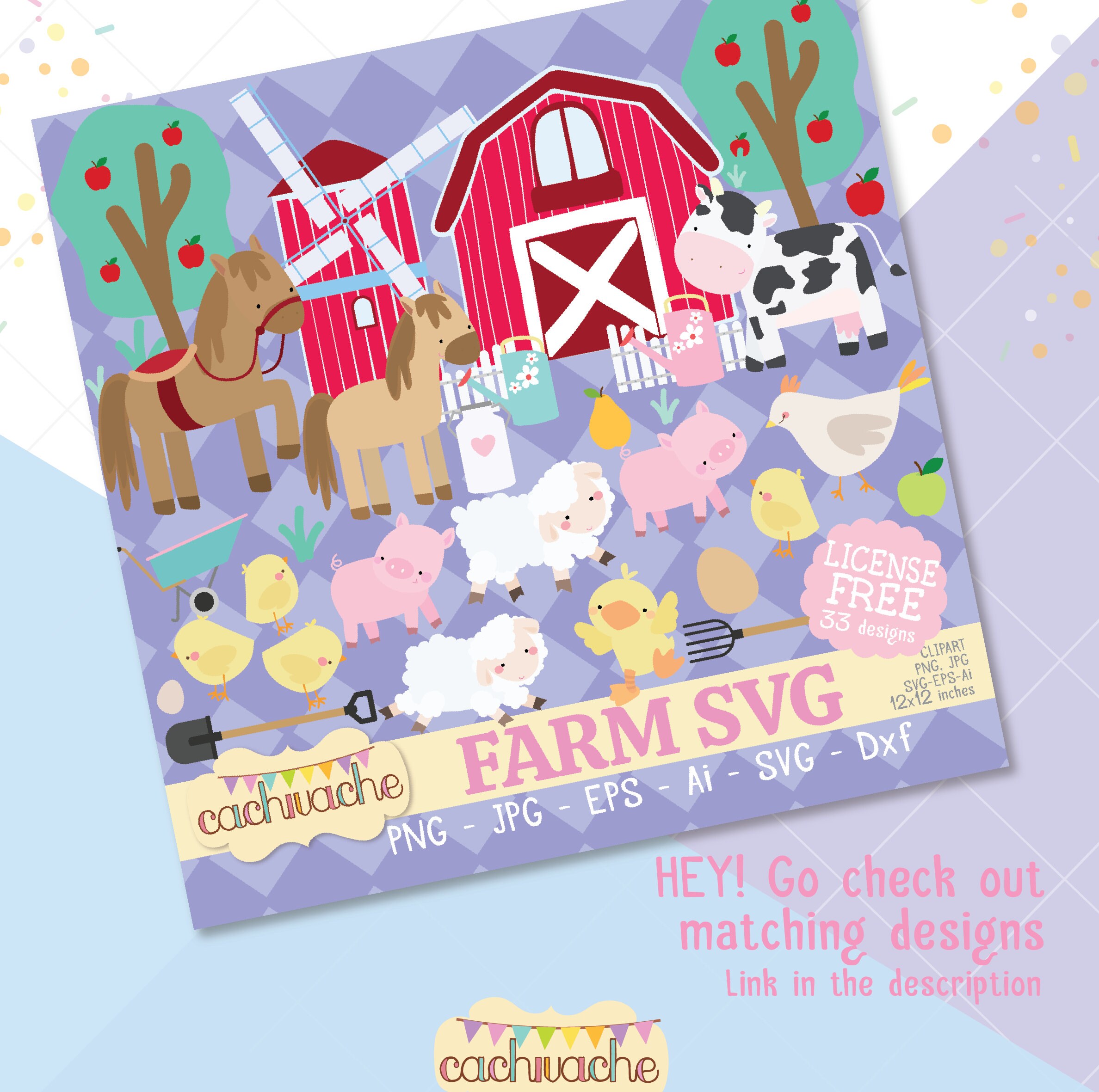 Clipart granja rosa clipart granja clipart fiesta de granja - Etsy México