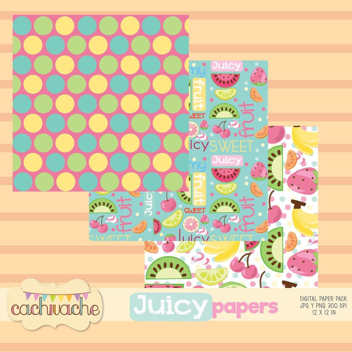 Fruit Clipart Fruit Digital Paper Perfect for Fruit Party | Etsy